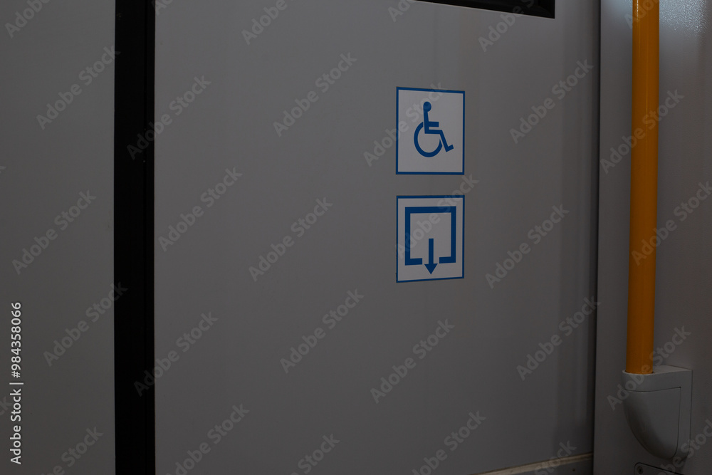 Ramp sign for disabled people in public transport, ramp for wheelchairs ...