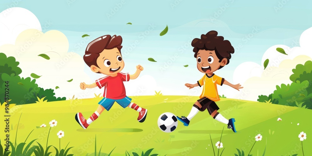 Football soccer training for kids, children football training scene ...