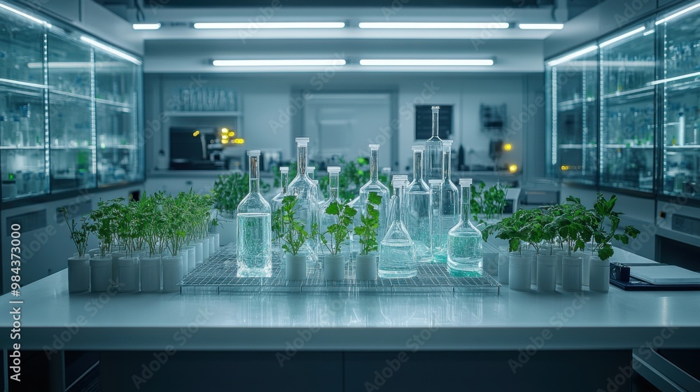 Innovative biotechnology laboratory with bioreactor, which is an ...