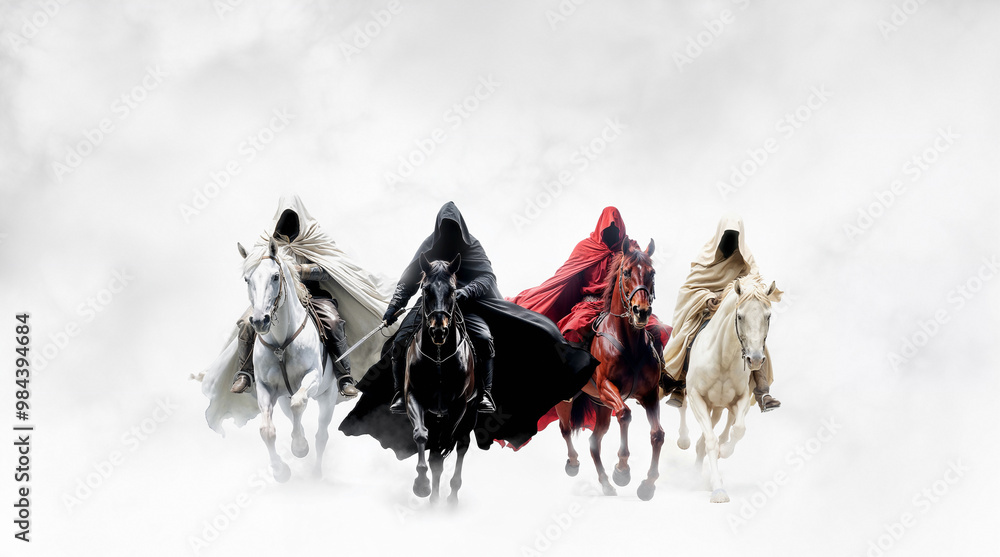Four Horsemen of the Apocalypse - white for conquest, red for war ...