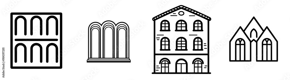 An icon representing the front view of a building evoking classical ...