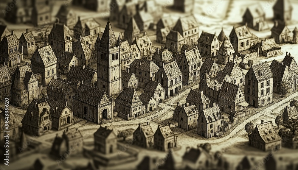 An intricately drawn illustration or map element featuring the ...