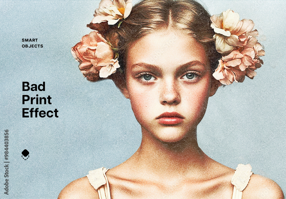 Colored Bad Print Photo Effect Mockup Stock Template | Adobe Stock