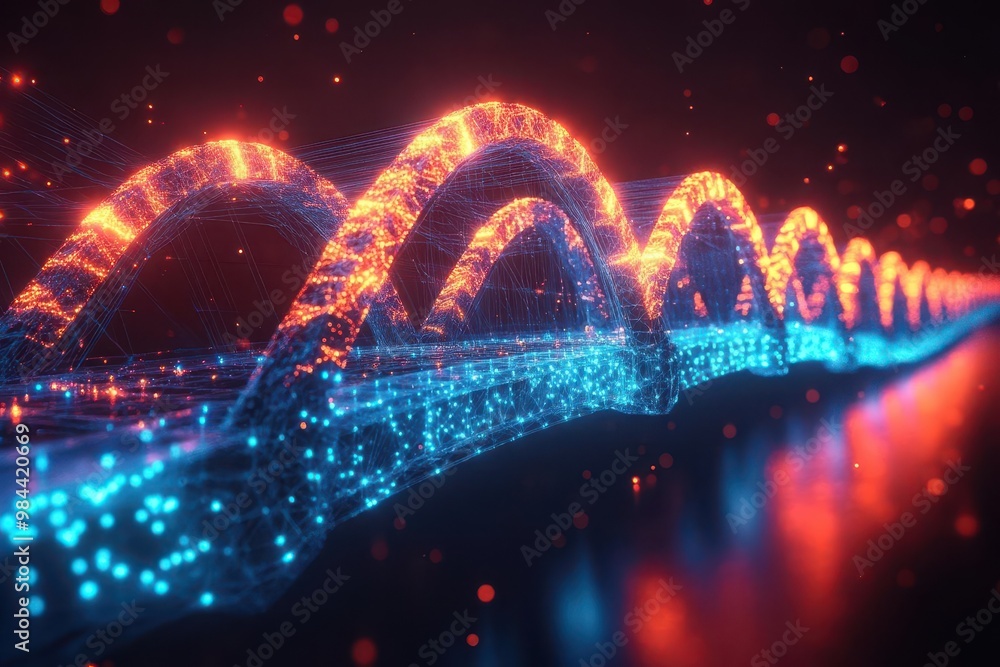 3d visualization of bridge stress analysis showing a wireframe truss ...