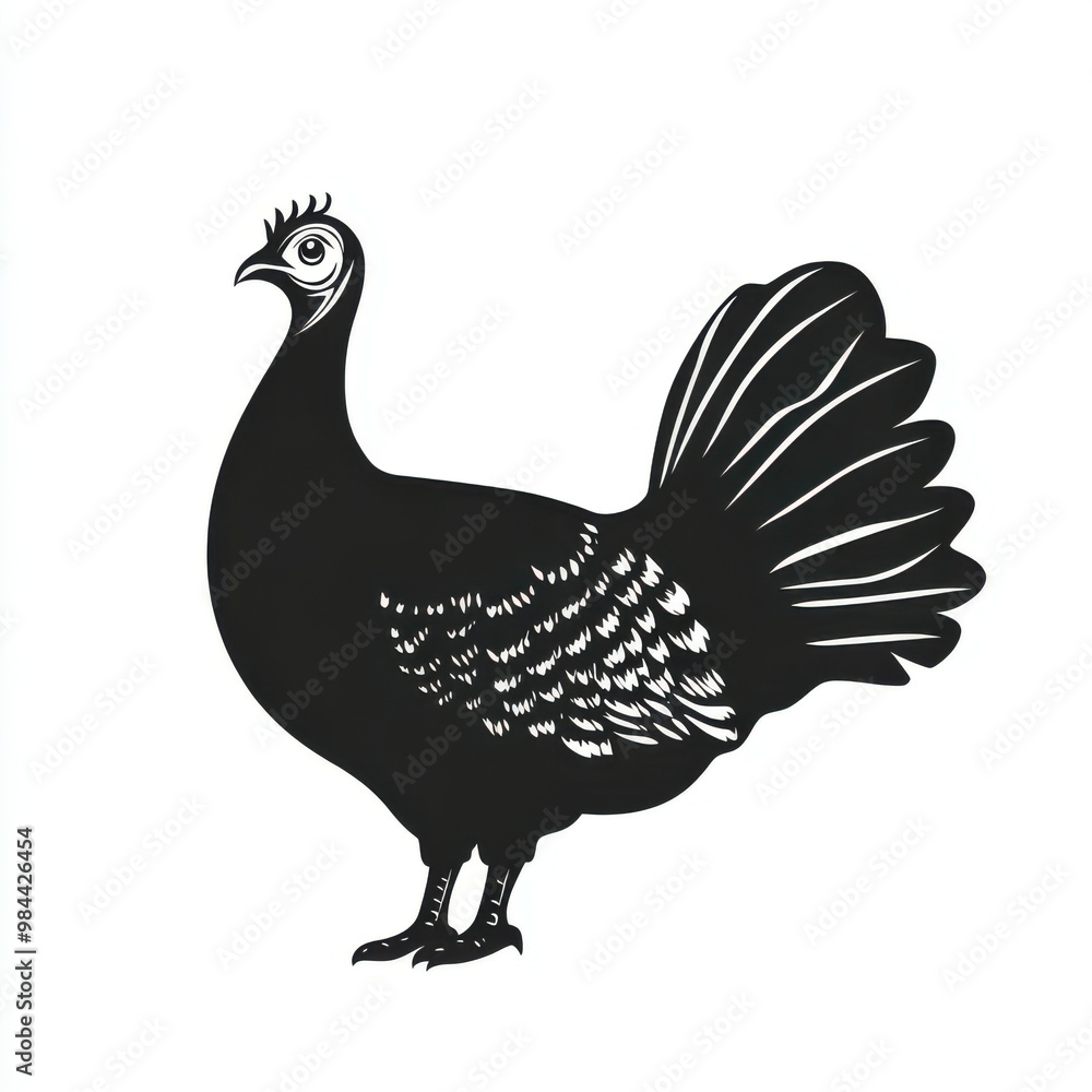 Silhouette vector illustration of a turkey, on white background, 2d ...