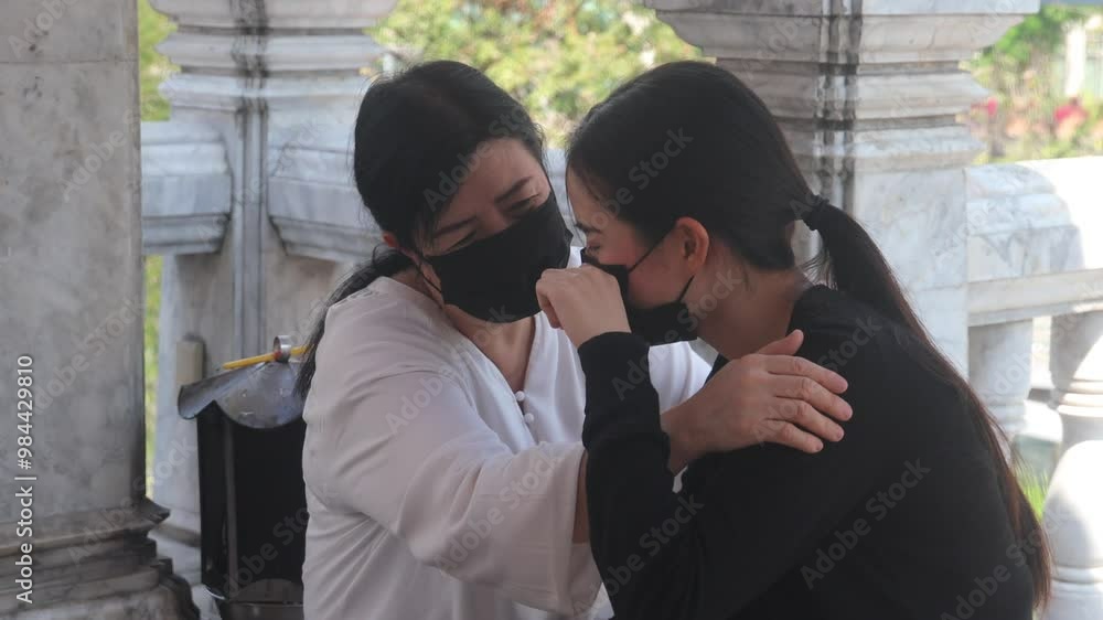 Sad unhappy and suffering young Asian daughter woman crying, weeping ...