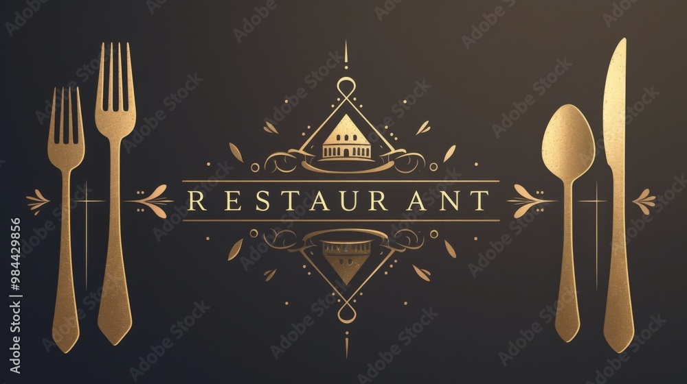 Luxurious minimalist restaurant logo featuring the text "RESTAURANT" in ...