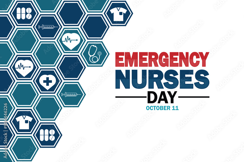 Emergency Nurses Day wallpaper with shapes and typography, banner, card ...