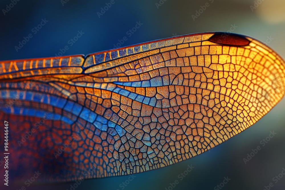 An intricately detailed view of an insect wing showing a variety of ...
