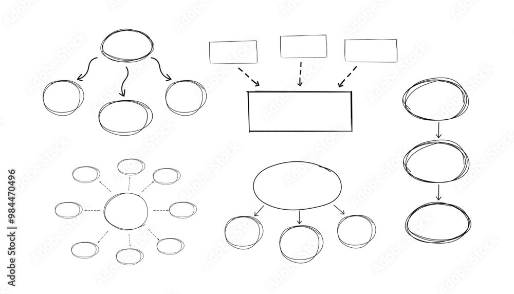 Mind map infographic diagram doodle line free hand drawing. Idea scheme ...