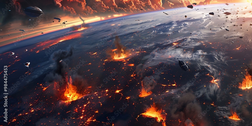 Firefall space wreckage, Space debris falling to earth, Flaming space ...