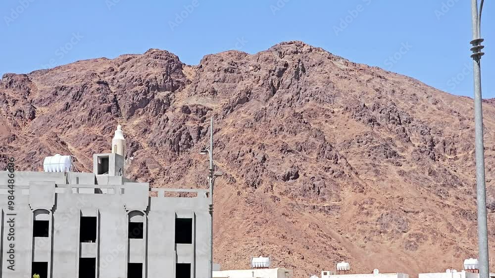 Mount Uhud, a mountain north of Medina, the site of the second battle ...