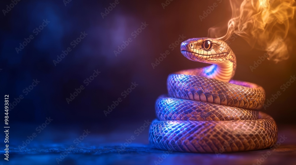 Snake coiling as it casts a poisonous spell, animal wizard, snake ...
