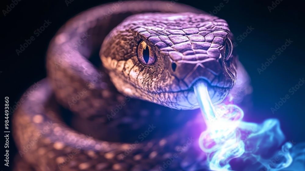 Snake coiling as it casts a poisonous spell, animal wizard, snake ...