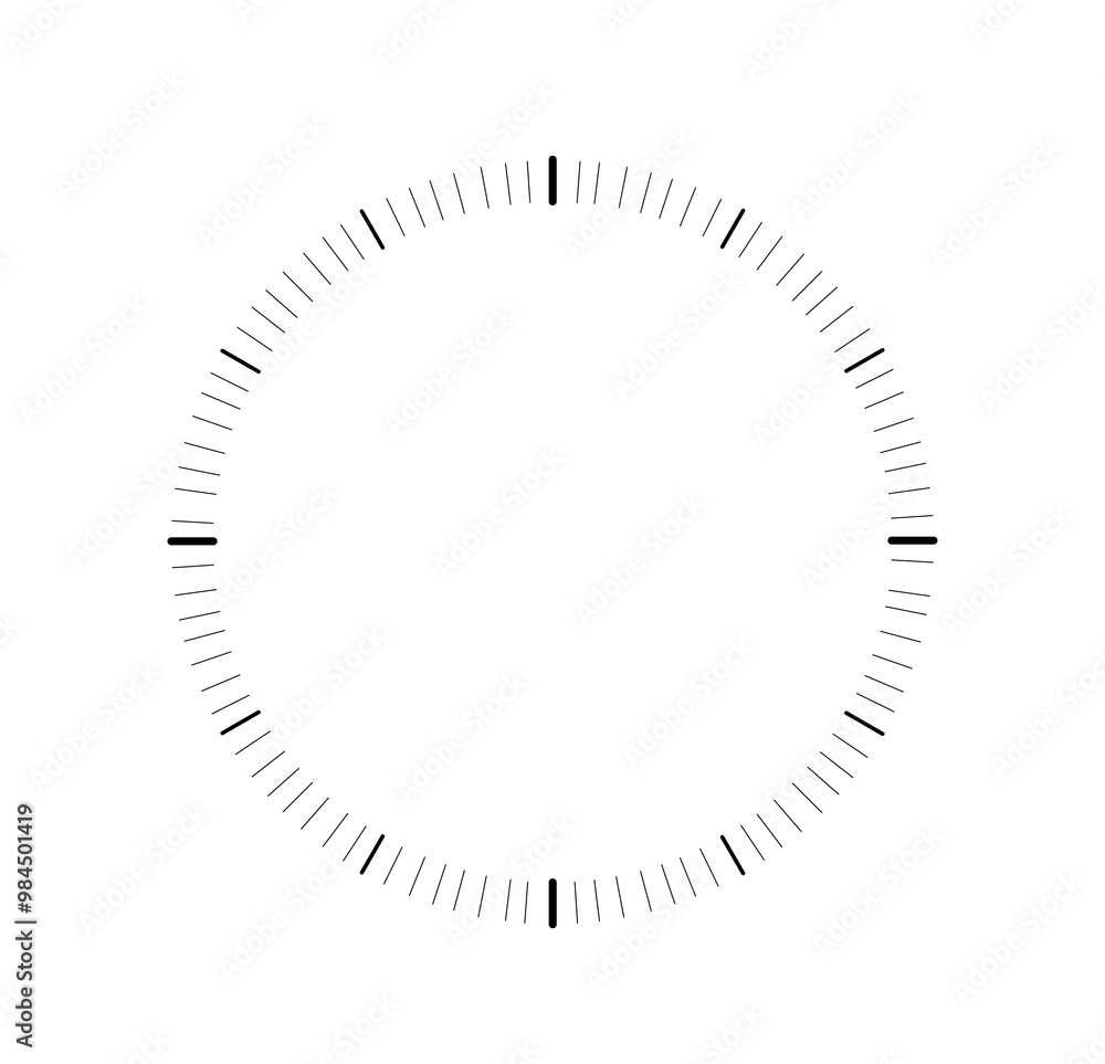 Mechanical clock template. Watch and timepiece. Circle and rounded ...