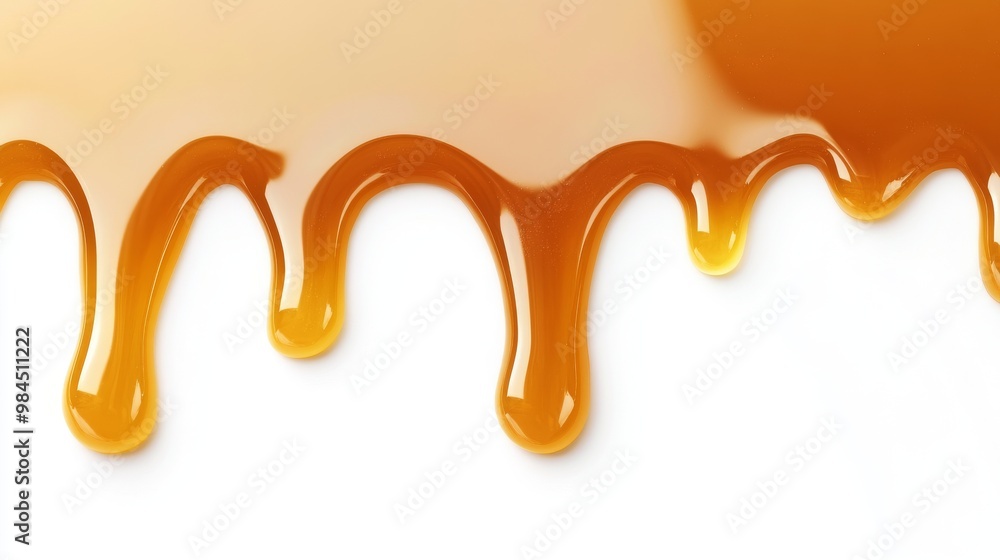 Butterscotch syrup, golden brown, creamy, sweet, rich, on the top ...