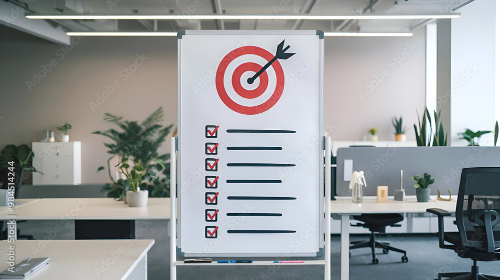 Business Objective Achievement Concept Bold Target Icon with Completed ...
