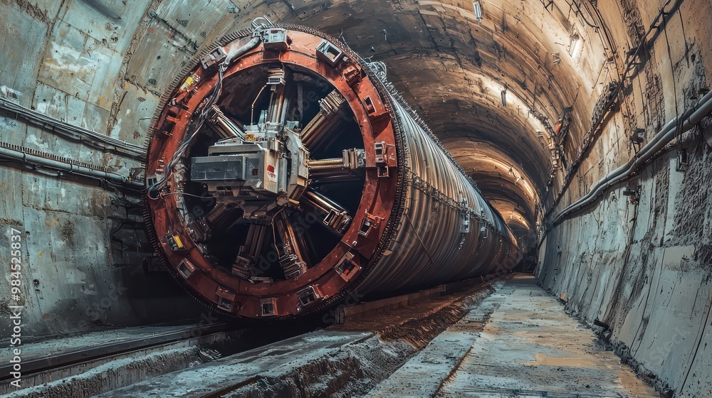 Detailed image of an urban underground metro line extension project ...