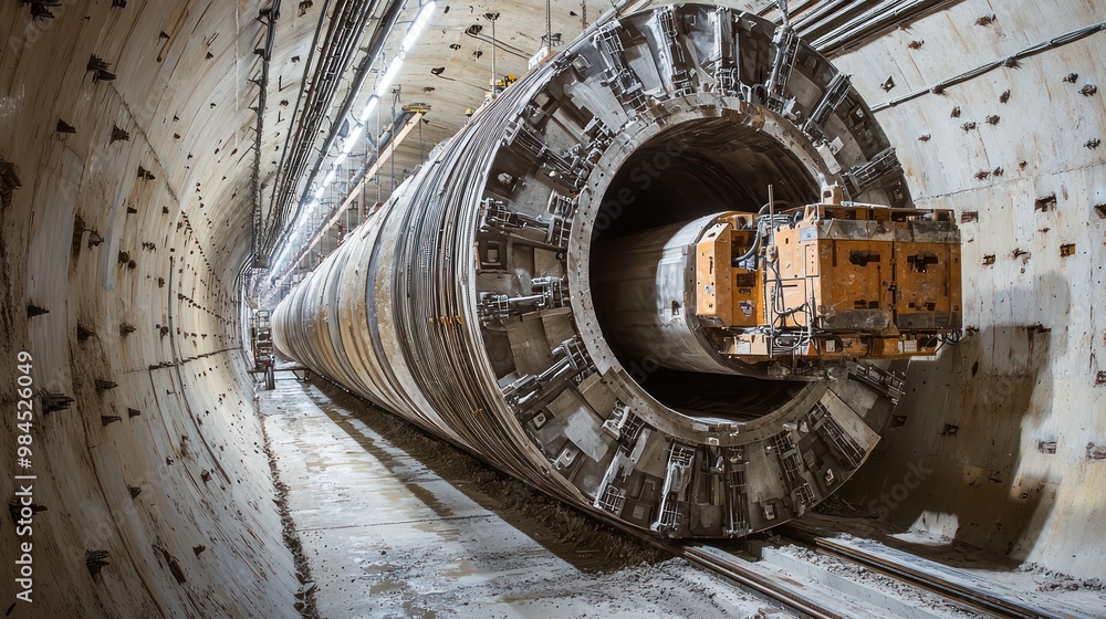 Detailed image of an urban underground metro line extension project ...