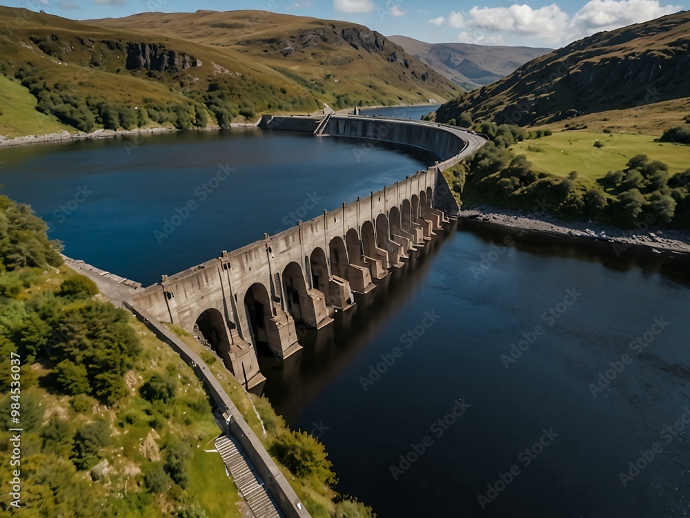 Drone footage of Craig Goch Dam in Elan Valley, Wales. Stock ...