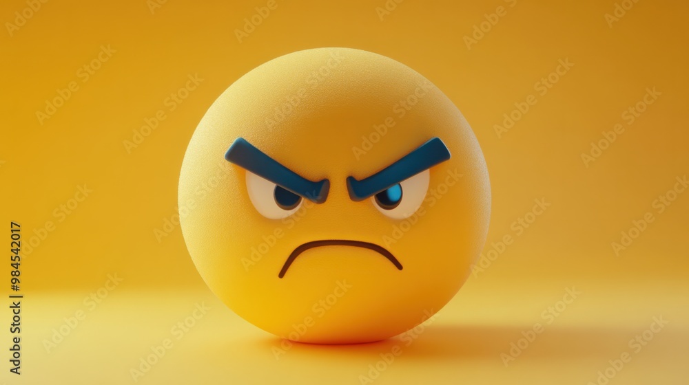 Angry emoji with a frowning face on a pastel yellow backdrop, great for ...