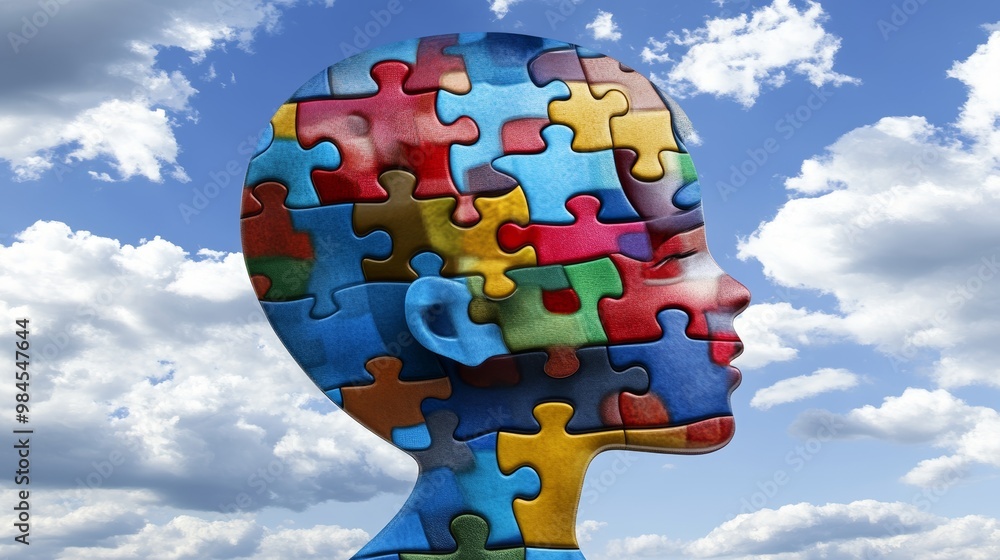 Autism spectrum disorder education concept with 3D puzzle pieces ...