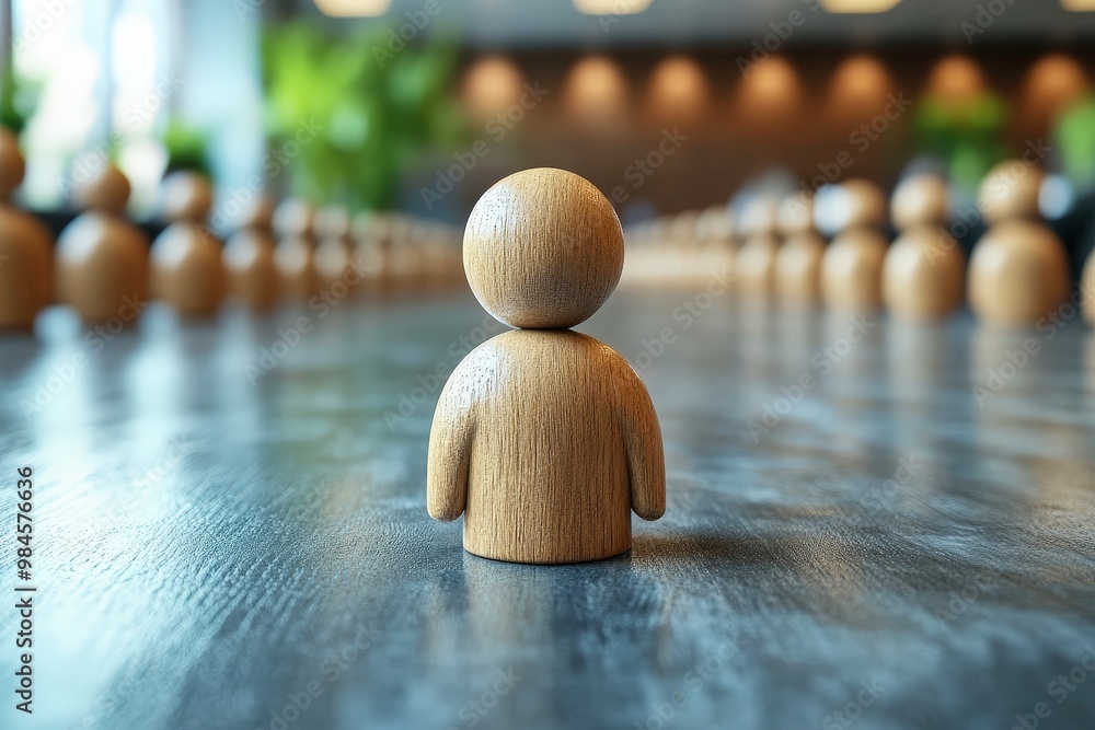 Standing Out: A lone wooden figure stands tall, symbolizing ...