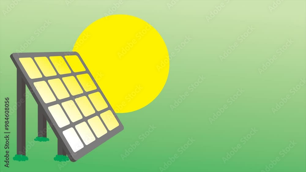 animated cartoon illustration of a solar electric energy building ...