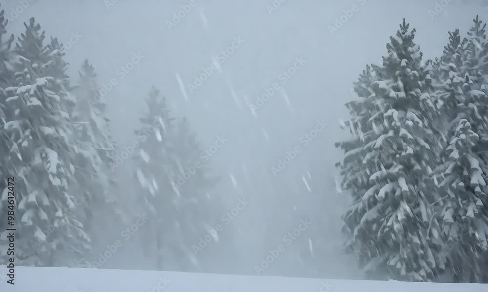 Silent Snowfall in the Evergreen Forest: A serene winter scene of snow ...