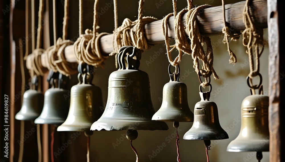 Nostalgic vintage classroom featuring an old-fashioned school bell and ...