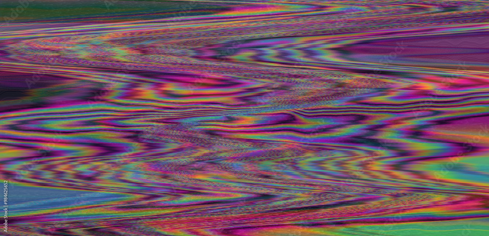 Digital glitch or a distorted video signal, with sharp angles and ...
