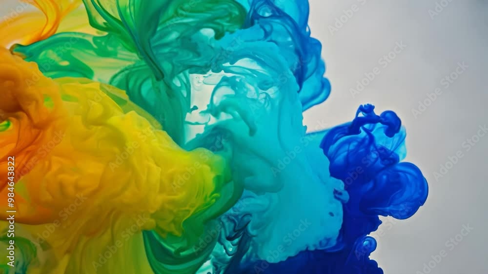brightly colored ink is mixed into the water. Rainbow of Acrylic Ink ...