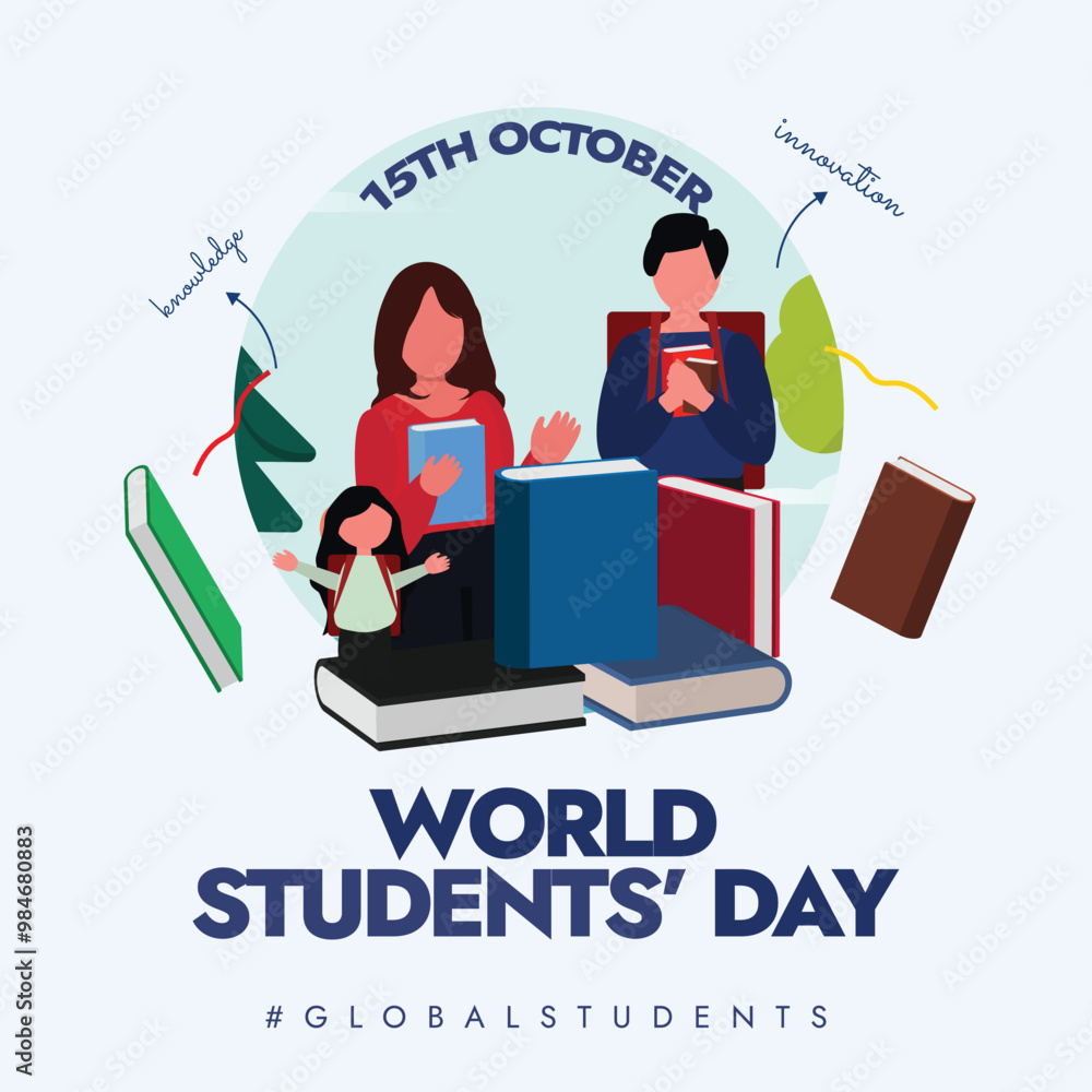 World Students day. 15th October Student's day celebration banner with ...