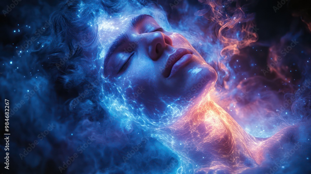 Neck pain in a fantasy setting, with a mystical healer working on a ...