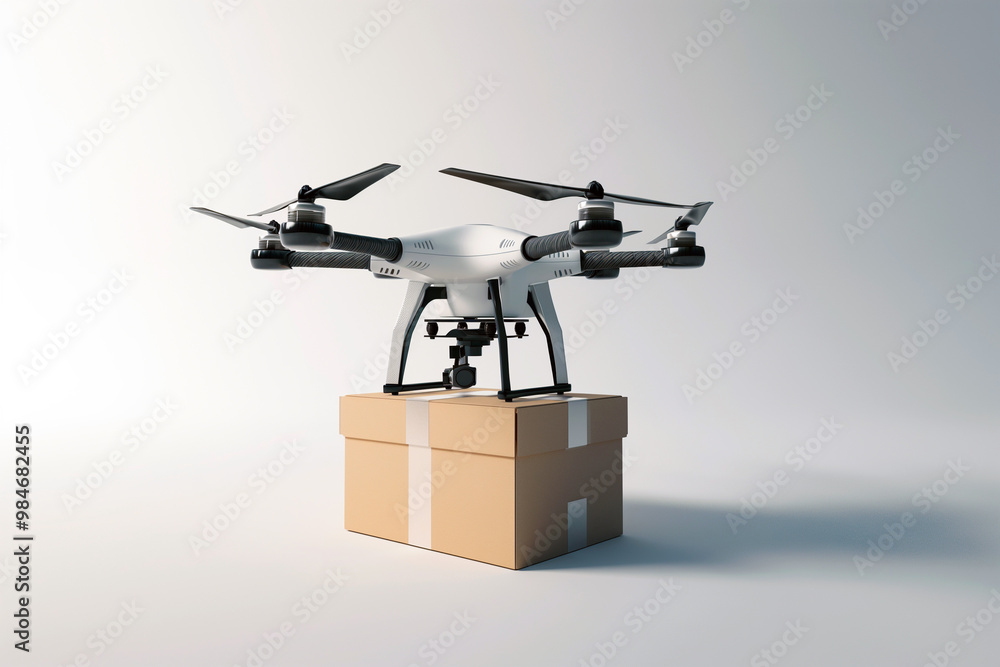 Flying box, courier package, cardboard paper box with flying delivery ...