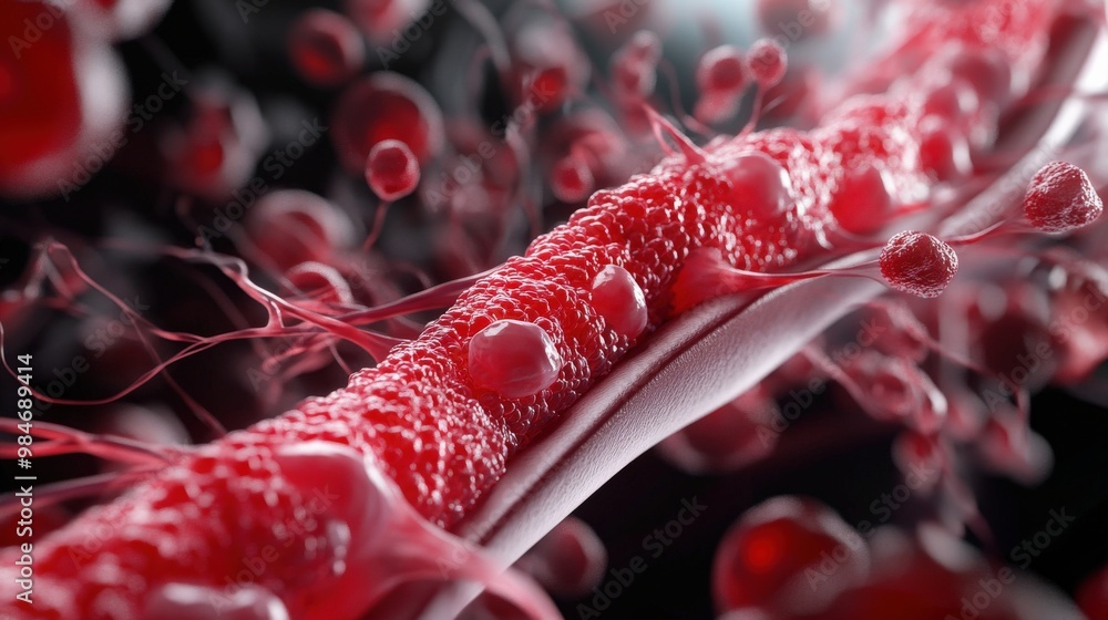 Red Blood cell 3d vein flow platelet wave of Blood cell cancer medicine ...