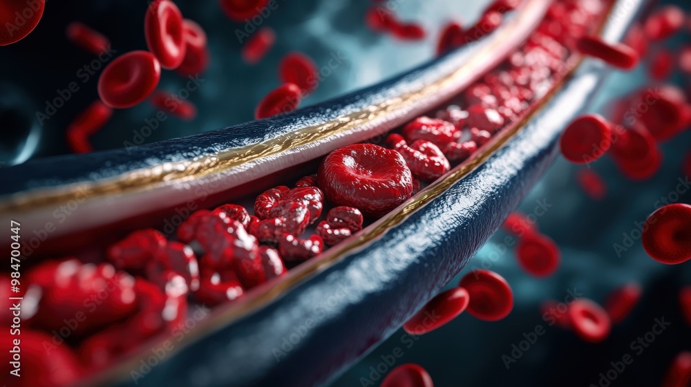 Red Blood cell 3d vein flow platelet wave of Blood cell cancer medicine ...