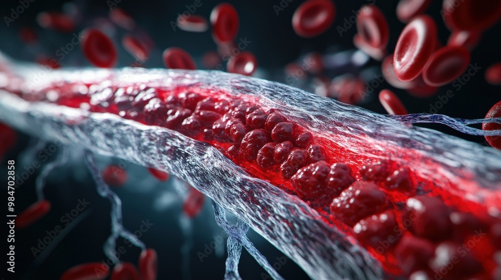 Red Blood cell 3d vein flow platelet wave of Blood cell cancer medicine ...