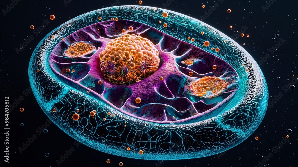 Cross-sectional view of a plant cell showing chloroplast and vacuole ...
