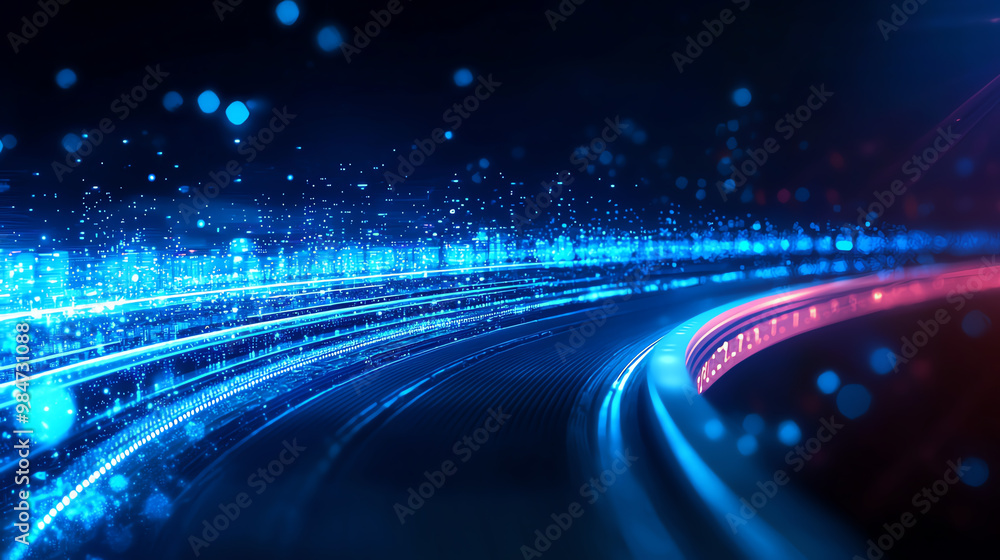 Ilustrace „Roadmap on a futuristic bridge pathway, floating above a ...