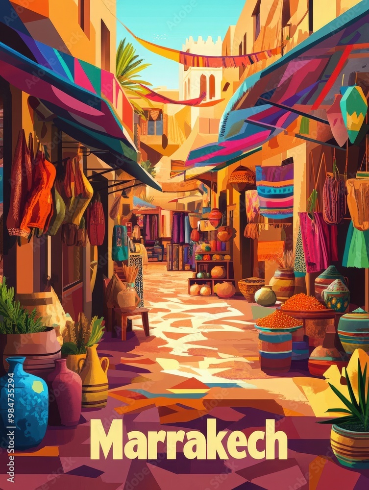 Wander through the lively streets of Marrakech, where bustling souks ...