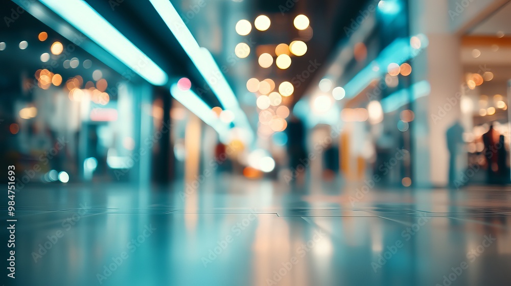 Abstract shopping mall background with shallow depth of focus Blurred visuals of people and ...