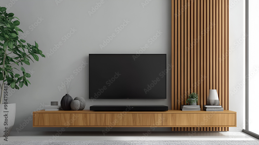 modern TV table wood on white background . corner view , isolated on ...