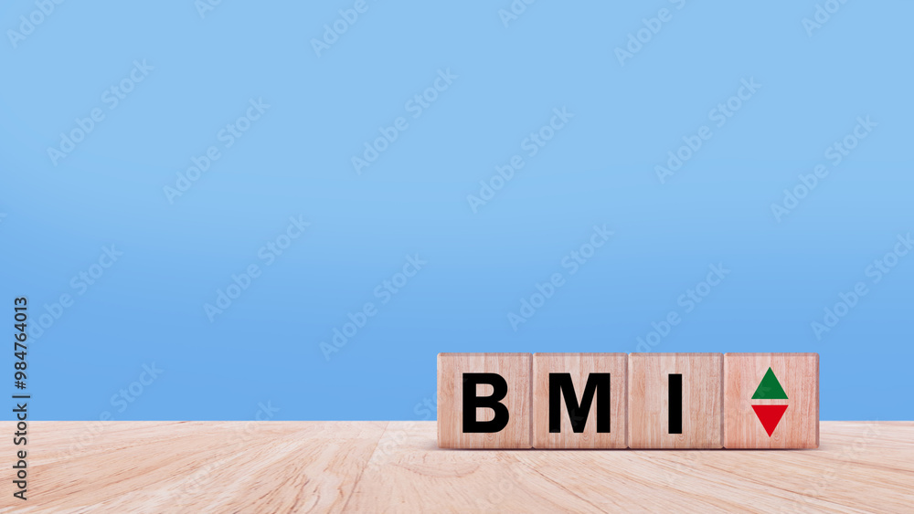 BMI big mac index symbol, Concept words BMI big mac index on wooden ...