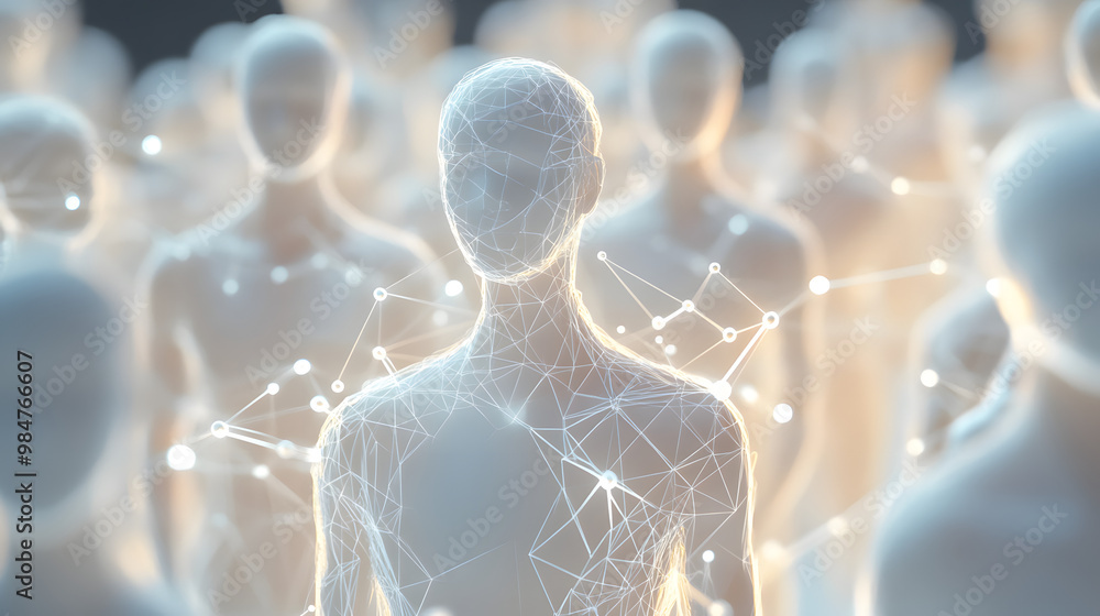 3d rendered virtual world communication polygonal human full body ...