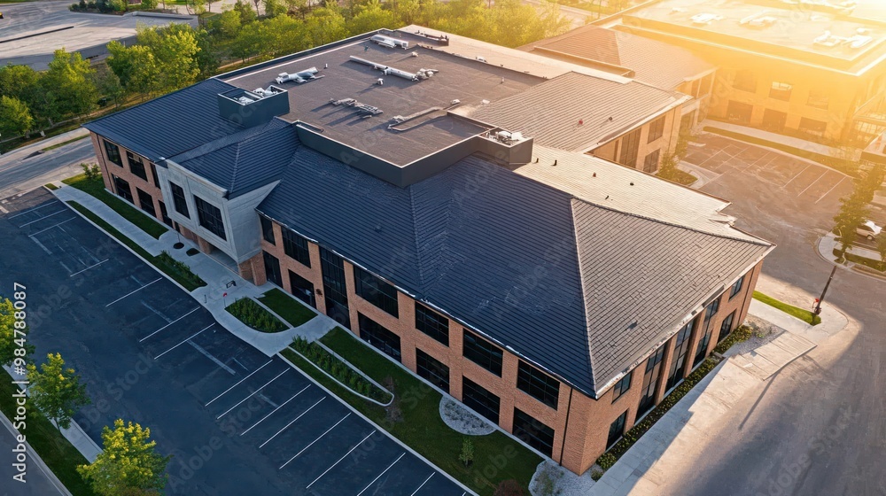 Roofing for commercial buildings, with a large office complex getting ...