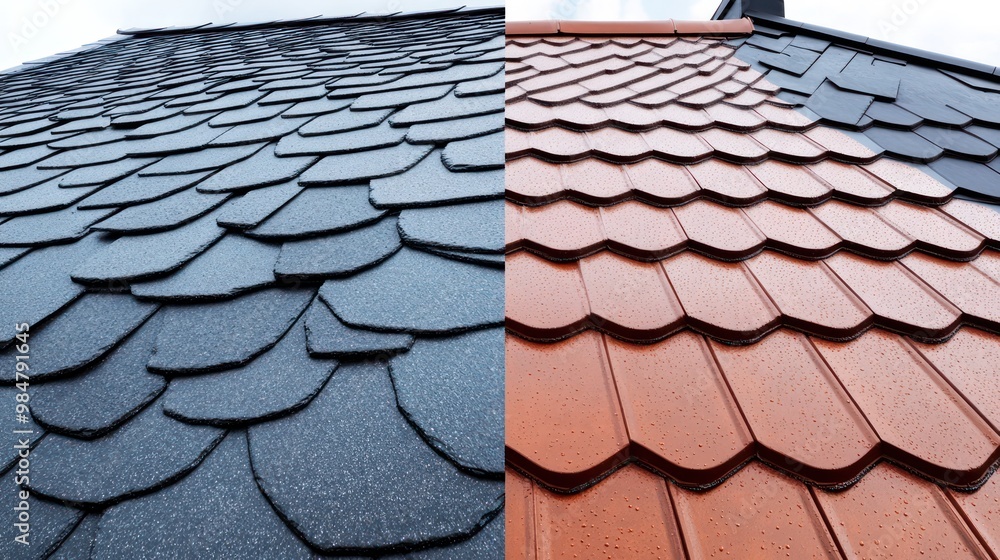 Roofing materials comparison, with side-by-side images of different ...