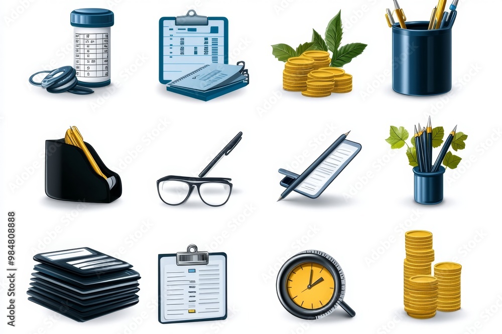Bookkeeping process, illustrated with clean, step-by-step icons of ...