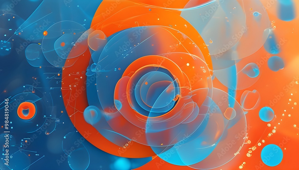 Dynamic interplay of blue and orange circles representing data points and clusters in machine ...