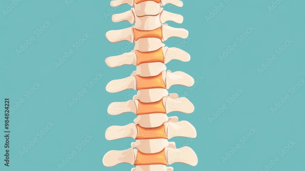 Illustration of the human spine anatomy in a flat design style with a ...
